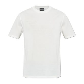 Emporio Armani Jersey T-Shirt mit passendem Intarsien-Logo - - Tops - Herren - Wei&szlig; - S