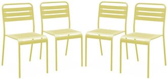 Sweeek Lot de 4 chaises de jardin acier. 4 places. jaune. Amelia. L44 x P52 x H79cm