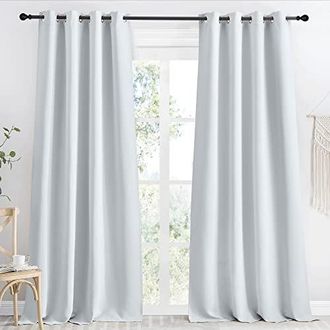 Nicetown Raumverdunkelungs-Fenstervorhang, 139,7 x 243,8 cm, 1 Packung, wolkengrau, einfarbig, wärmeisoliert, Sichtschutzvorhang für Schlafzimmer