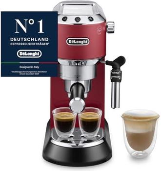 DeLonghi Dedica Style - Perfetto Kompakte Siebtr&auml;germaschine Espressomaschine mit Tasten, manuellem Milchaufsch&auml;umer f&uuml;r Espresso und Cappuccino, ESE Pad geeig