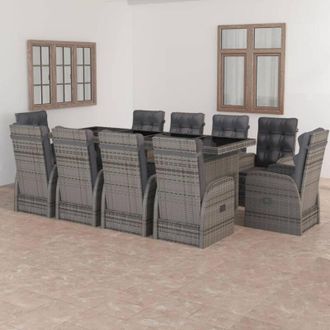 vidaXL Prolenta Premium 11-tlg. Garten-Essgruppe mit Auflagen Poly