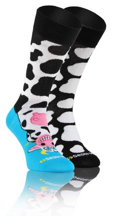 Sesto Senso Lustige Baumwolle Socken Damen Herren Bunte Ungleiche Funny Socks Tiere Cow 35-38 Kuh