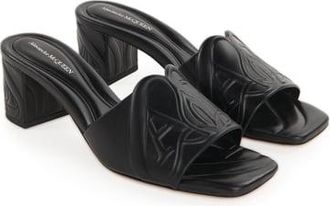 Alexander McQueen Ledersandalen mit Absatz in Schwarz