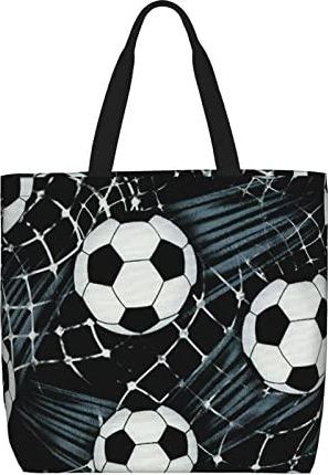 Generic Sac Fourre-Tout Football Sac &Agrave; Provisions En Toile Avec Poign&eacute;es R&eacute;utilisable Sacs En Toile &Eacute;paule, Pour Filles, Femmes, Tous Les Jours, Shopping