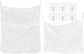 Holibanna Gro&szlig;er Wiederverwendbarer Netzbeutel mit Haken f&uuml;r Badezimmer Aufbewahrung von Kinderspielzeug Waschbarer Aufbewahrungsbeutel aus knitterarmem Polyest