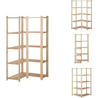 vidaXL Eck-Lagerregal mit 5 B&ouml;den 82,5x82,5x170 cm Massivholz Kiefer - Eckschrank - Regal - Speicherplatz - Holzm&ouml;bel - Kiefernholz