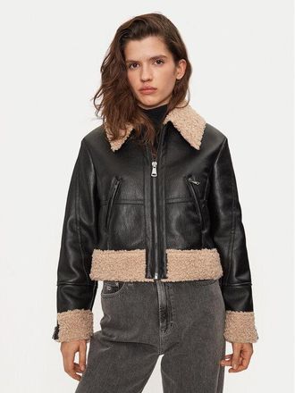 Sisley Jacke aus Kunstleder 2YJVLN04W Schwarz Regular Fit