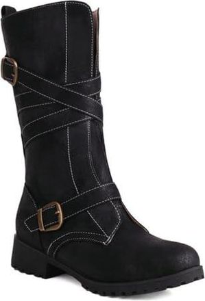 Generic Bottes d&eacute;quitation mi-mollet &agrave; bout rond et talon bloc pour femme, Noir, 37.5 EU