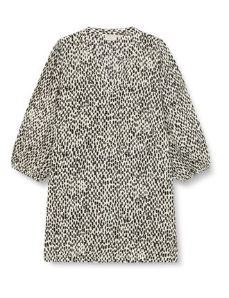 Kaffe Curve Kaffe Curve Damen Plus-Size Womens Tunic 3/4 Sleeves V-Notch Neck Casual Fit Printed Tunika, Turtledove/Black Graphic Dot