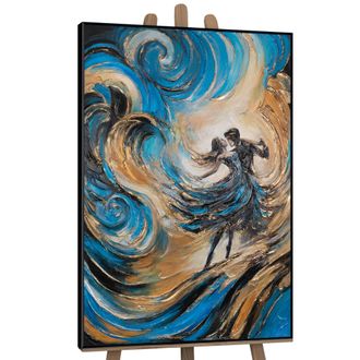 Yohji Yamamoto Art Sch&ouml;ne bunte Acryl Gem&auml;lde auf Leinwand mit Gold akzenten handgemalt mit schwarzem Rahmen Wandbild Wohnzimmer modern Wohndekor Bilder B&uuml;ro 140x100