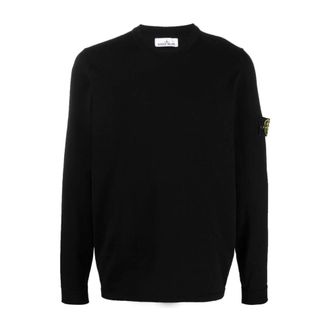 Stone Island Homme, Pulls, Noir, Taille: M Light Raw Hand Cotton Crewneck