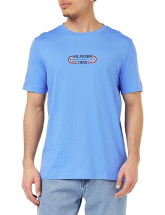 Tommy Hilfiger Herren T-Shirt Kurzarm Rundhalsausschnitt, Blau (Blue Spell), XS