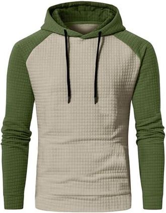 Generic Sweat &agrave; capuche l&eacute;ger uni pour homme - Automne et hiver - Tendance - D&eacute;contract&eacute; - &Agrave; carreaux - Manches longues - Pour entra&icirc;nement int&eacute;rieur et ext&eacute;r
