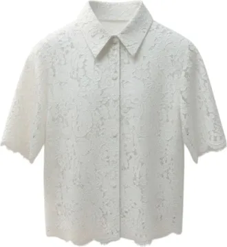 Silvian Heach Femme, Blouses et Chemises, Blanc, Taille: 44 FR Chemise en dentelle avec d&eacute;tails floraux