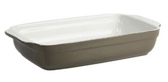 Crealys 512731 Auflaufform, Keramik, rechteckig, Griffe, 31 x 18,5 x 5,5 cm, Taupe