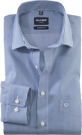 Olymp Herren Oberhemd Langarm Luxor,Römer Streifen,modern fit,Global Kent,Marine 18,45