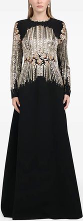 Dina Melwani robe ornée de sequins à coupe longue - Noir