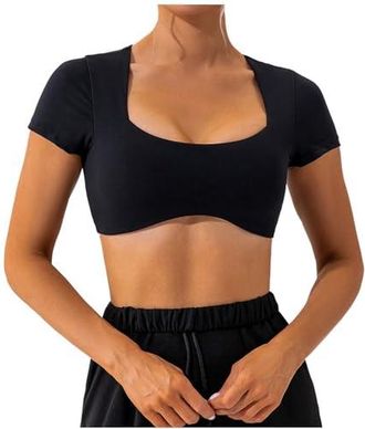 Generic Haut court d&eacute;t&eacute; pour femme - Couleur unie - Coupe ample - Coupe ample - Mignon - Style sportif - Tendance - Manches courtes - Graphique - Demi-chemise