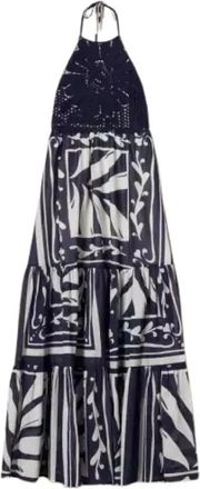 Twinset Femme, Robes, Multicolore, Taille: 36 FR Robe Longue en Mousseline et Crochet