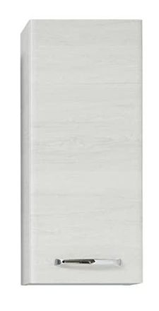 PELIPAL Badezimmerschrank Quickset 936 in Eiche Wei&szlig; quer Nachbildung, 30 cm breit | Hochschrank mit 2 T&uuml;ren, 1 Nische und 3 Einlegeb&ouml;den