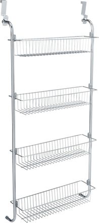 WENKO Türregal XL, Regal zum Einhängen, mit 4 Körben aus verchromtem Stahl, Hängeregal ideal für Küche und Bad, 50 x 109 x 14 cm