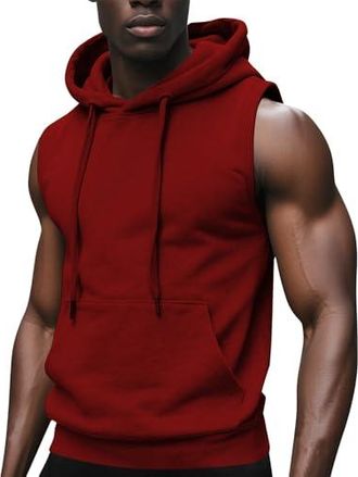 Generic D&eacute;bardeur &agrave; capuche pour homme - Sans manches - Fitness - Bodybuilding - Sport - Pull &agrave; capuche avec poches - Gym - Grandes tailles - T-shirt dentra&icirc;n