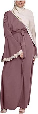 Generic Robe de pri&egrave;re &agrave; manches longues pour femme - Robe islamique Abaya - Duba&iuml; oriental - Robe caftan africaine - Islam - Turquie, lilas, M