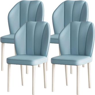 Generic Mid Century Esszimmerstuhl-Set Aus 4/6 - Moderner Küchen-Esszimmerstuhl Aus Kunstleder Mit Weißen Beinen Aus Karbonstahl, Armloses Design, Weiches Gro