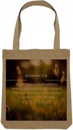 Fabulous Sac Shopping Tote Bag Aspect Lin - Giovanni 3:16 Bible Verse Spiritual Religious Quote - Sac de Courses Toile Epaisse 360g Beige Naturel Cabas Port&eacute; E