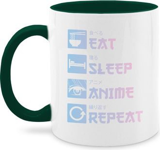 Shirtracer Tasse Tassen 325ml - Eat Sleep Anime Repeat - Manga - 325 ml - Dunkelgrün - anime-tasse keramik anime-tassen groß merch
