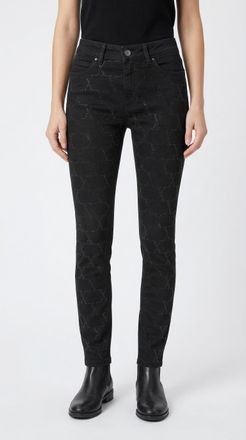 MAC Broeken Skinny-fit-Jeans MAC DREAM SKINNY chain glitter, Damen, Gr. 46, L&auml;nge 30, schwarz (schwarz, schwarz), Denim/Jeans, Obermaterial: 83% Baumwolle, 15% Po