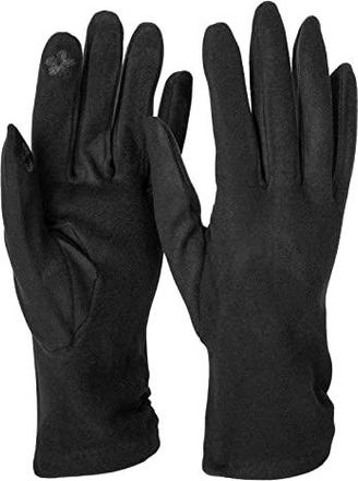 styleBREAKER Gants à écran tactile pour femmes Unicolore, côtés froncés, gants à doigts chauds, hiver 09010037, couleur:Noir
