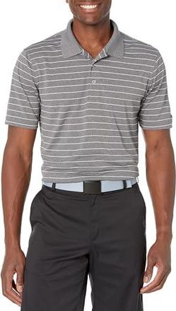 Amazon Essentials Polo de Golf à Manches Courtes, Évacuation de lHumidité et Séchage Rapide Homme, Gris Medio Mezcla Blanc Rayures, XXL