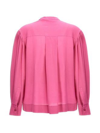 Nude Silk V-Neck Blouse - Pink