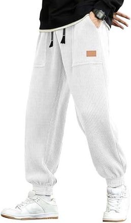 Generic Pantalon de Jogging en Velours c&ocirc;tel&eacute; pour Homme, Pantalon Cargo d&eacute;contract&eacute; avec Cordon de Serrage, Taille &eacute;lastique, surv&ecirc;tement Ample et fusel&eacute; ave