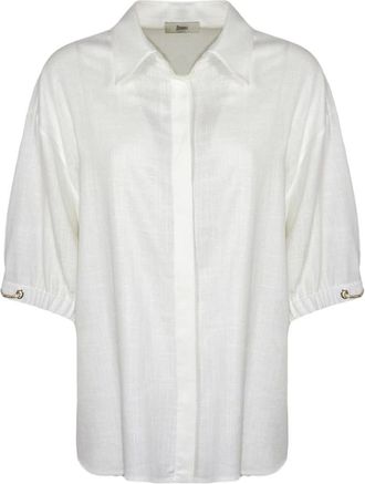 Herno Femme, Blouses et Chemises, Blanc, Taille: 36 FR Chemise en m&eacute;lange de lin