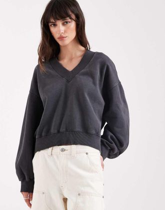 Levi's Vintage Sweatshirt mit V-Ausschnitt in Dunkelgrau-Schwarz