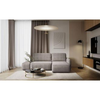 Fun M&ouml;bel Ecksofa mit Schlaffunktion Sofa LUKA in Stoff Cremona Graubraun Ottomane Rechts