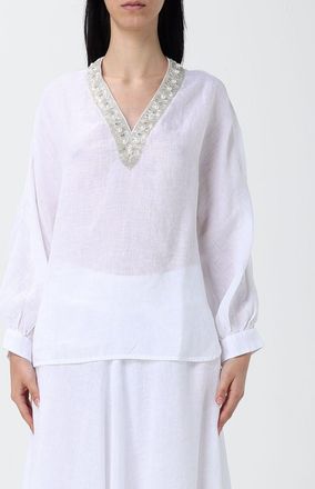 120% Lino Top Damen Farbe Wei&szlig;