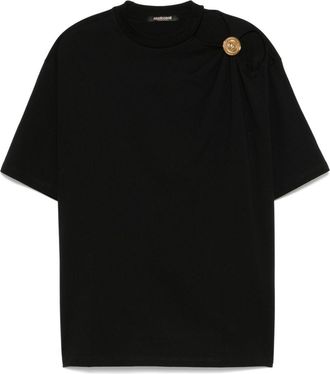 Roberto Cavalli T-Shirt mit Schmucksteinen an der Schulter - Schwarz
