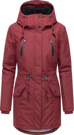 Ragwear Damen Wintermantel Warmer atmungsaktiver und wasserdichter Parka mit Teddyfell gefüttert und mit Kapuze Elsien YOUMODO Wine Red25 Gr. 3XL