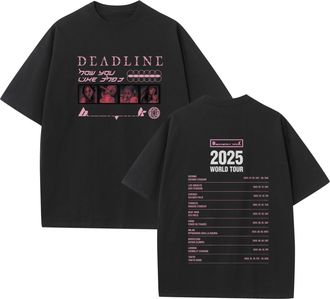 Generic Deadline Baumwoll-T-Shirt 2025 World Tour Grafik-Support-Sport-Shirt(B-Black,S)