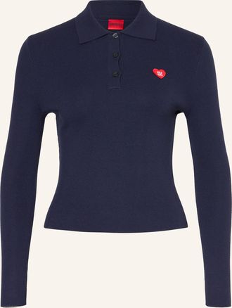 HUGO BOSS Hugo Strick-Poloshirt Sareplinny blau