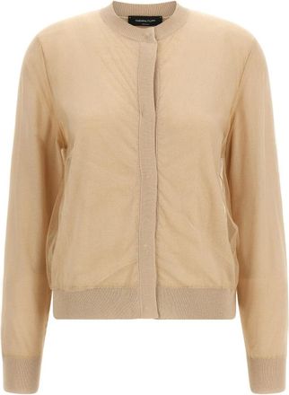 Fabiana Filippi Femme, Pulls, Brun, Taille: 36 FR Cardigan en maille fine de coton et laine m&eacute;lang&eacute;s