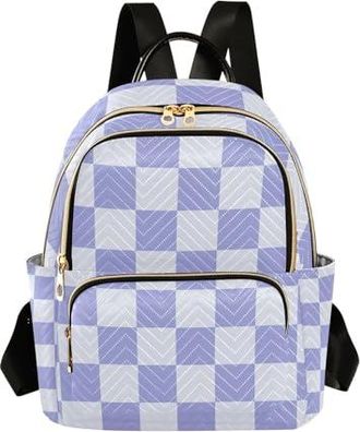 Mnsruu Mini sac à dos pour femme - Motif damier violet - Petit sac à dos tendance - Sac à dos décontracté, Multi1074, M