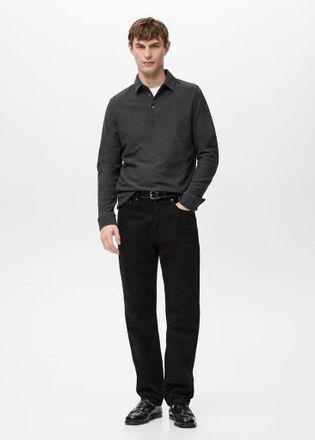 Mango Pull-over polo maille structure gris chin&eacute; fonc&eacute; - Homme - XS - MANGO MAN