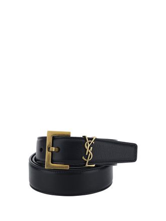 Saint Laurent Womens Leather Belt Black Calf