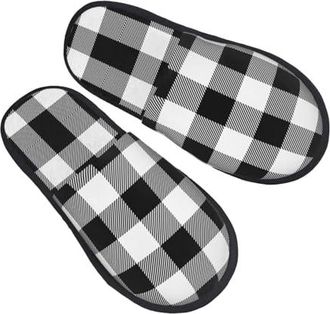Generic Pantoufles DH&ocirc;tel Motif &Agrave; Carreaux Blancs Et Noirs L&eacute;gers Pantoufles DHiver Doux Maison Slippers Pour Chambre Spa Homme M