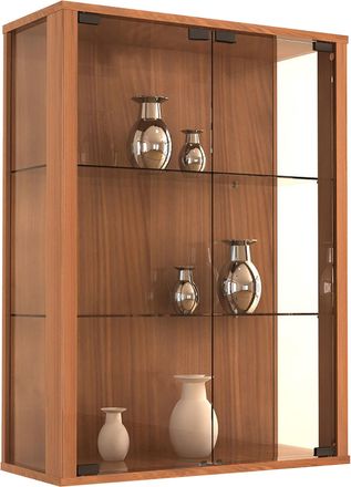 VCM Glasvitrine hängend | Vitrine Glas mit ESG-Sicherheitsglas | Maße: H. 80 x B. 60 x T. 25 cm | Hängevitrine Glas | Modern und platzsparend | Glas Vitri