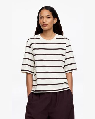 Arket ALBA Kastiges T-Shirt -Wei&szlig;